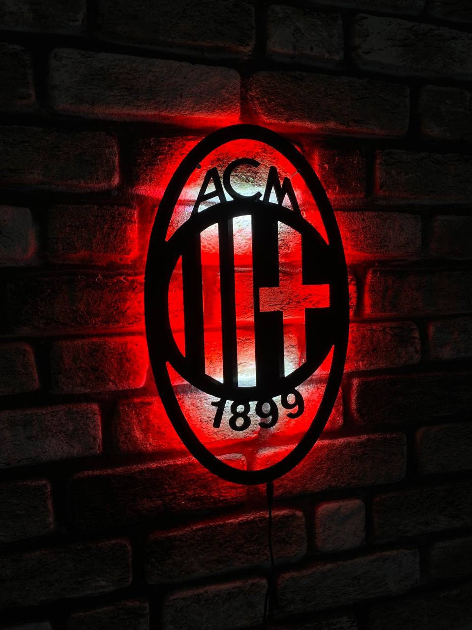 Milan Led Sign , AC Milan Wall Decor , Seri A Lighted Wall Decor ...