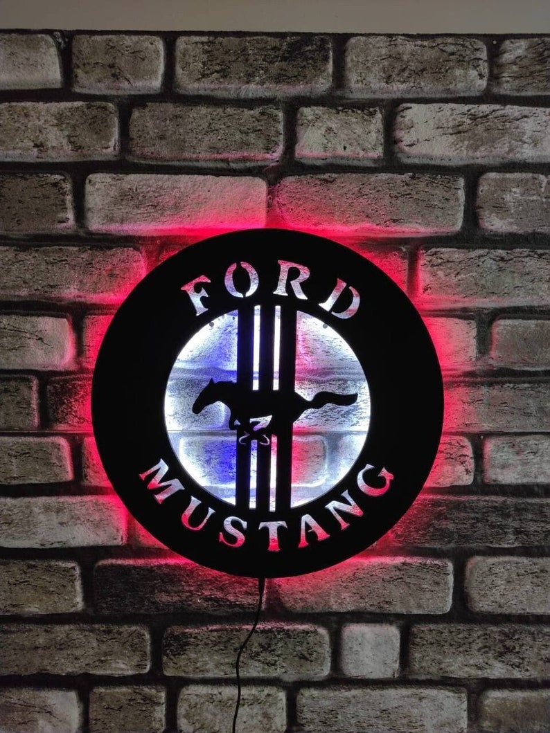 Ford Mustang Wall Art Led Sign , Neon Sign , Mustang Logo Wall Decor ...