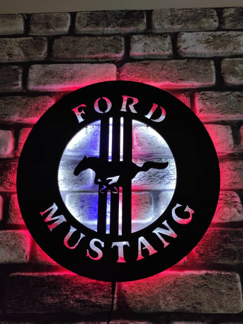 Ford Mustang Wall Art Led Sign , Neon Sign , Mustang Logo Wall Decor ...