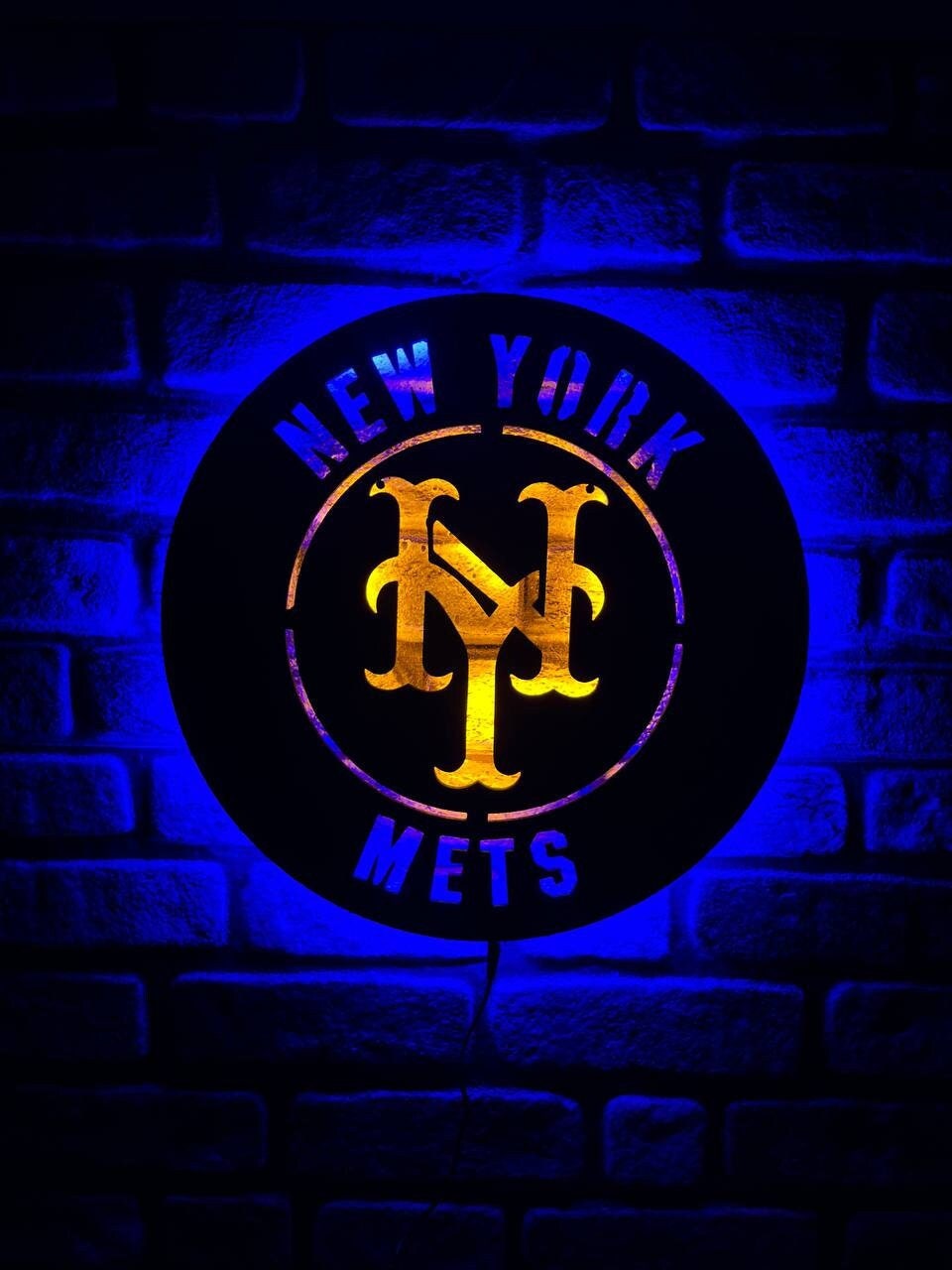MLB Sign, New York Mets Logo Wood Led Art, Custom New York Mets Wall ...