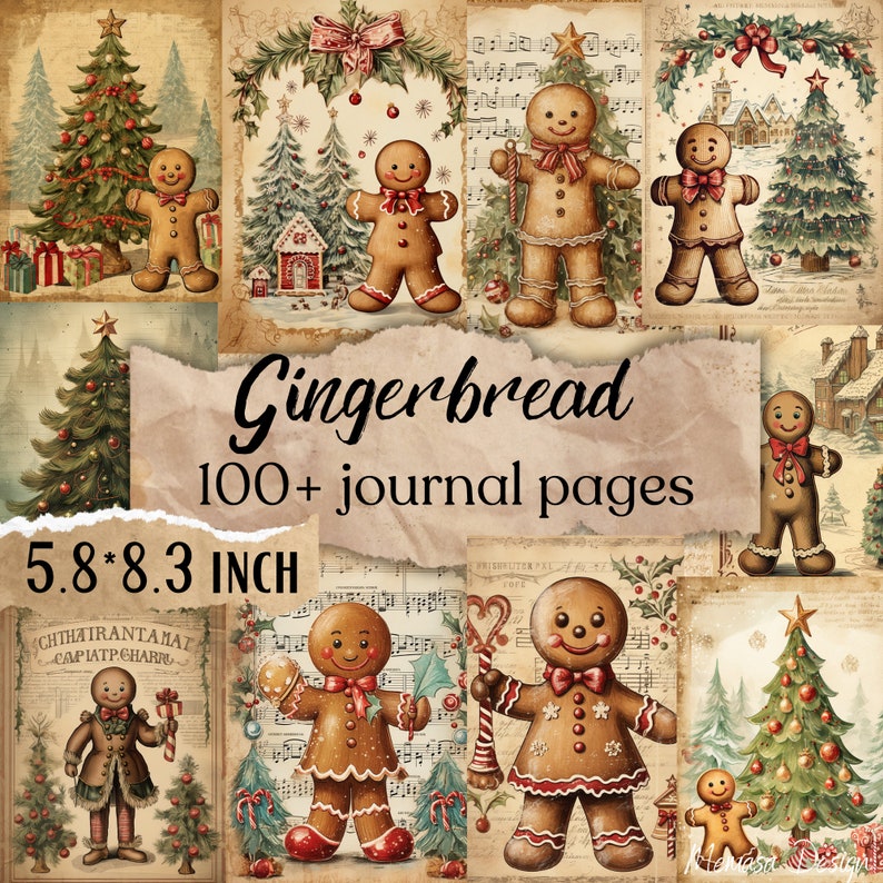 Gingerbread Junk Journal Kit, Christmas Junk Journal, Vintage ...