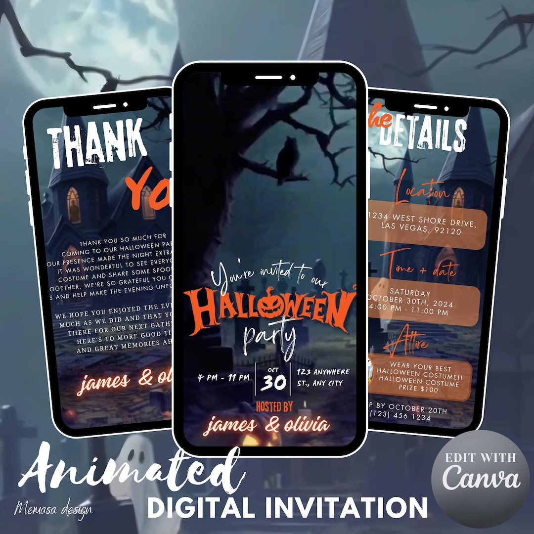 Digital Halloween Party Invitation for Adults Halloween Costume Party ...