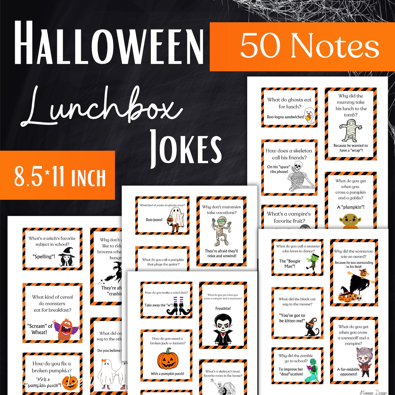 Editable Halloween Lunchbox Jokes for Kids, Lunch Box Notes, Jokes of ...