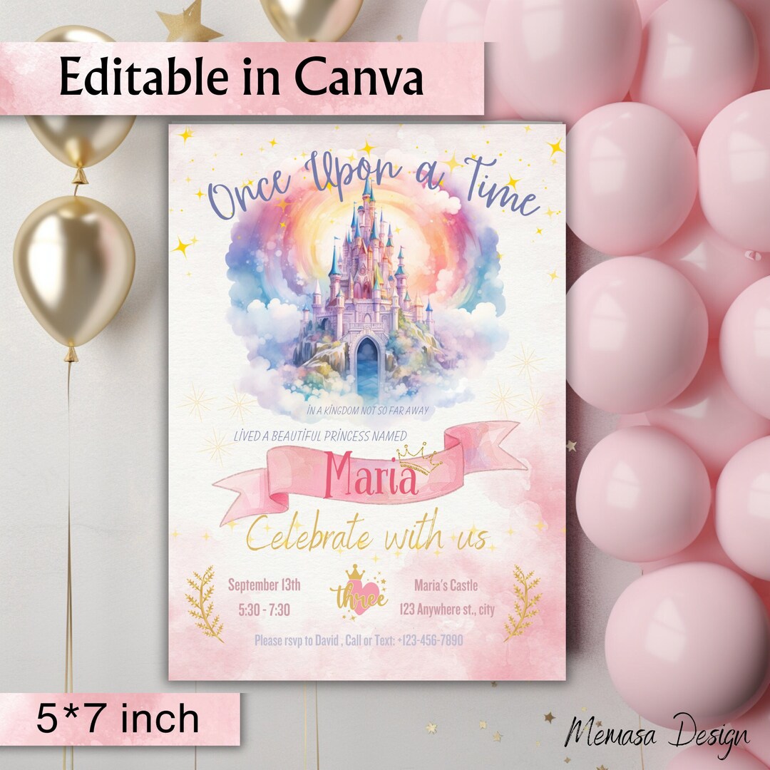 EDITABLE Magical Princess Birthday Invitation Princess Invitation ...