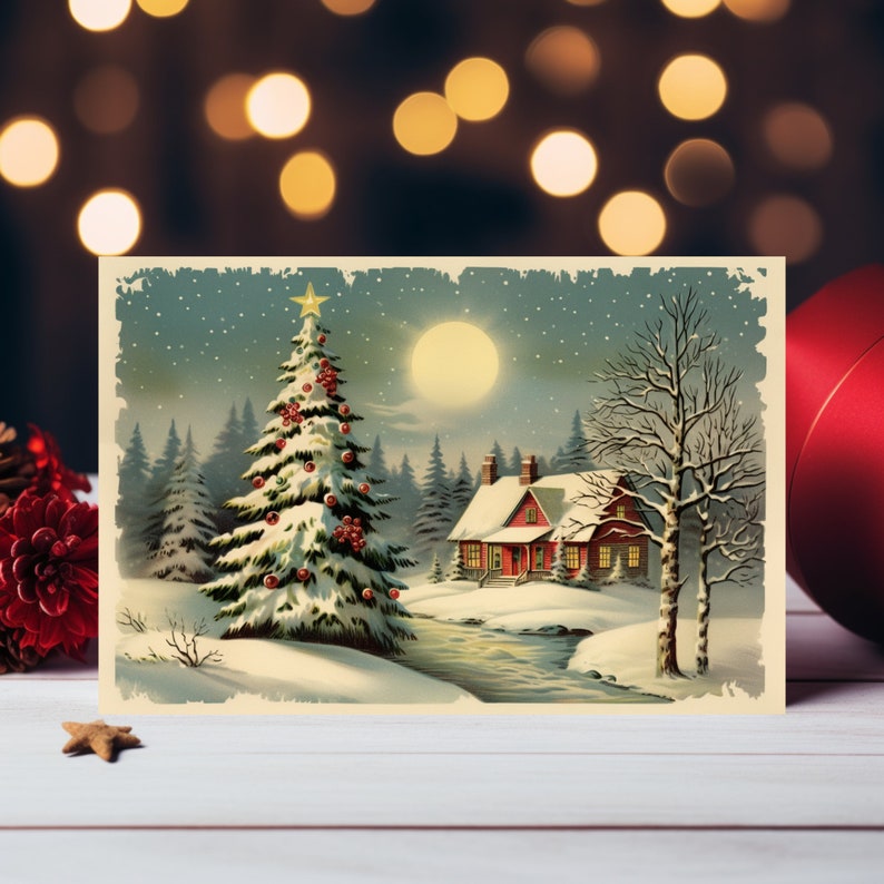 Vintage Christmas Postcards,+60 Printable Winter Postcard Digital ...