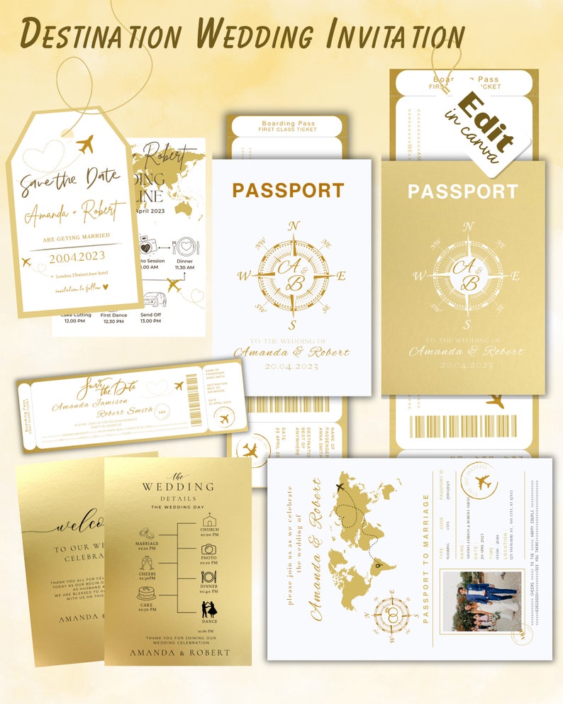 Destination Wedding Invitation, Boarding Pass Invitation, Printable ...
