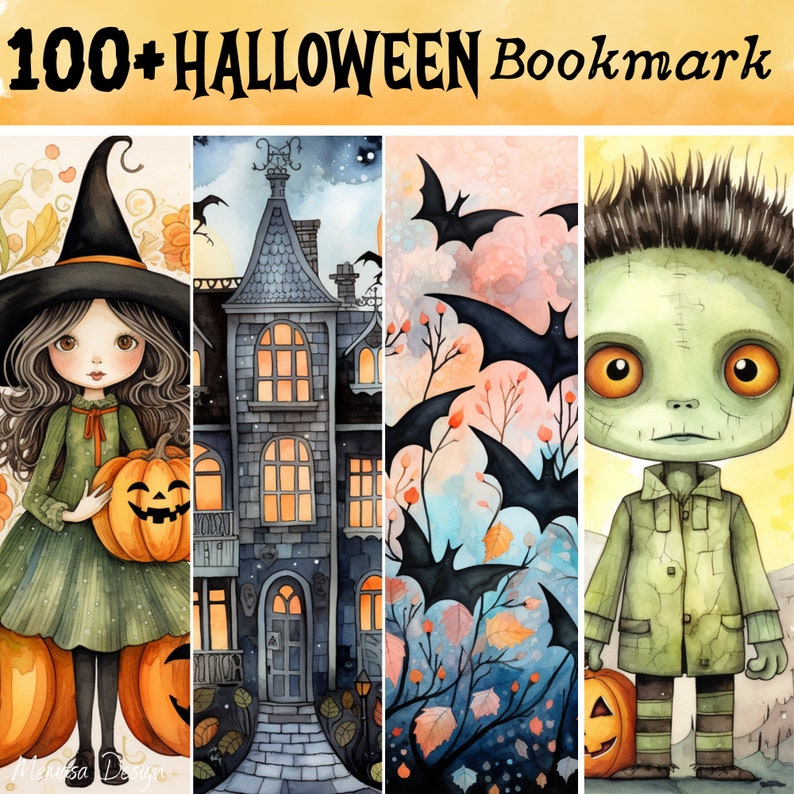 Cute Halloween Printable Bookmarks, Digital Download Halloween Bookmark ...