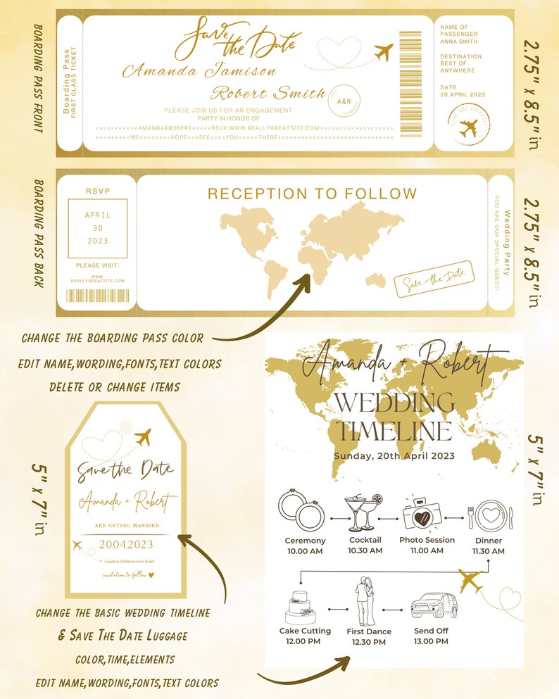 Destination Wedding Invitation, Boarding Pass Invitation, Printable ...
