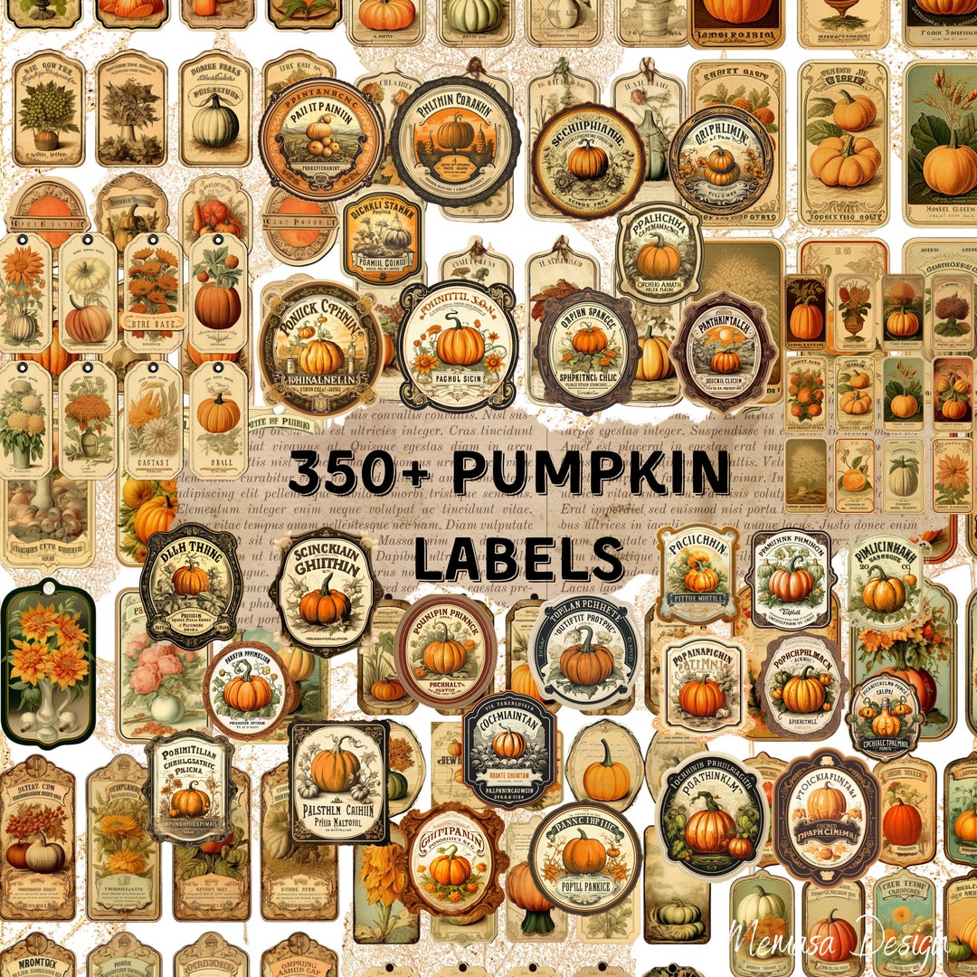 Pumpkin Labels, Autumn Ephemera, Vintage Pumpkin, Fall Market, Junk ...