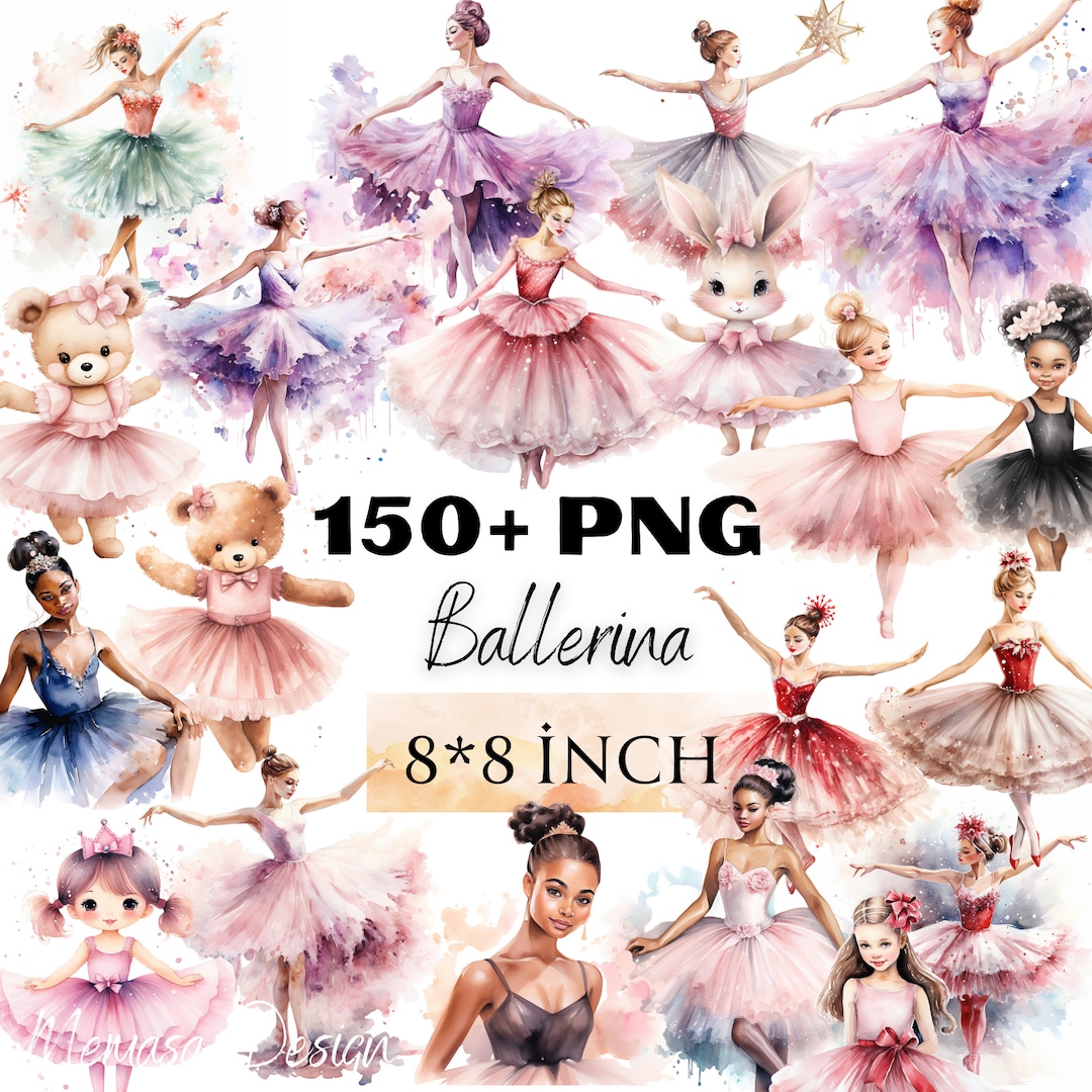 Pink Watercolor Ballerina Clip Art,ballerina Clipart, Cute Ballet ...