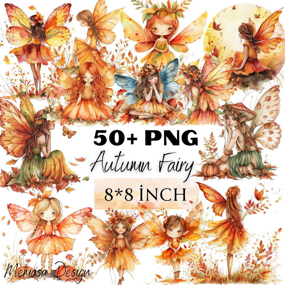 Autumn Fairies Watercolor Clipart Bundle - Fall Fairy Images, Rustic ...