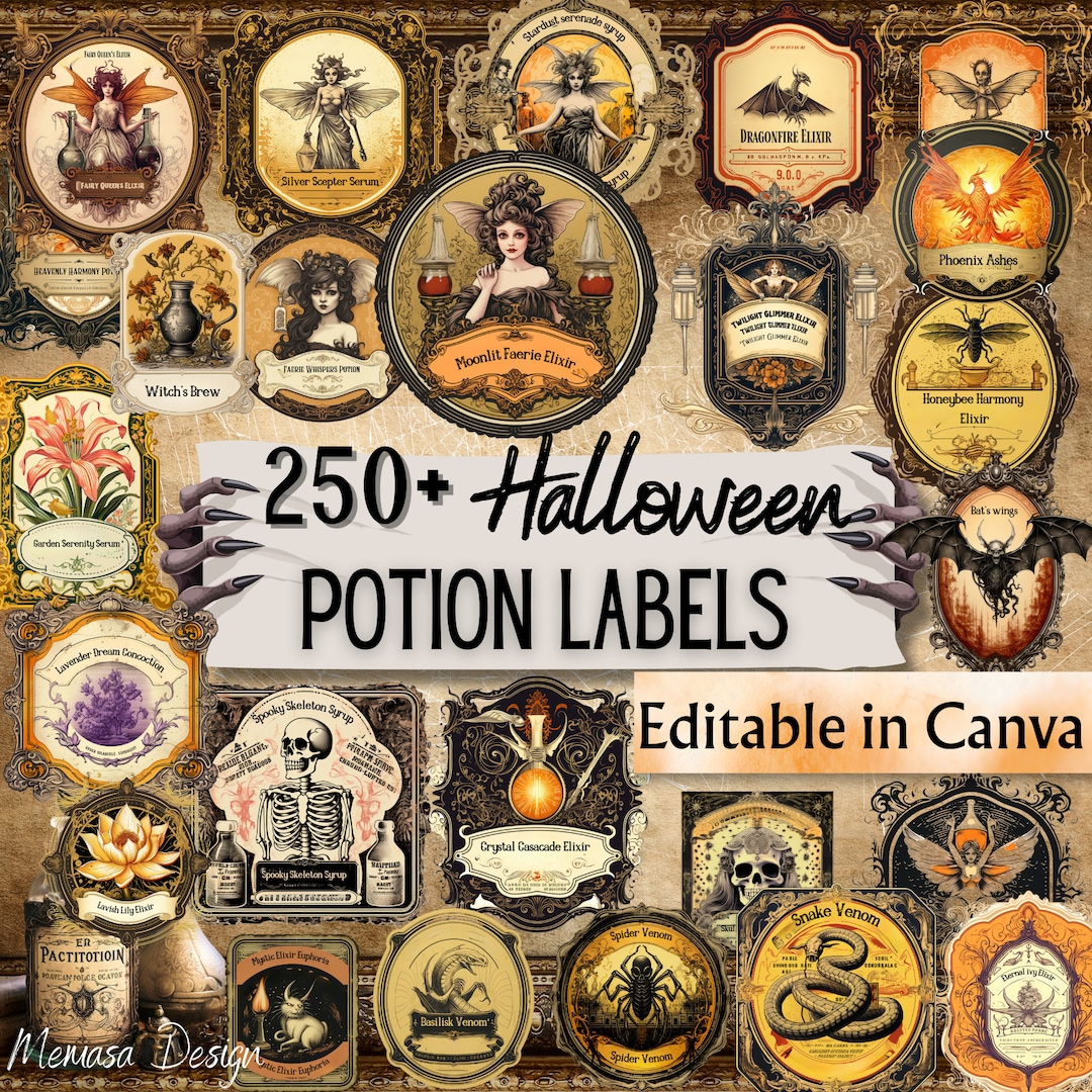 Editable Halloween Weird Potion Labels, Editable Apothecary Potion ...