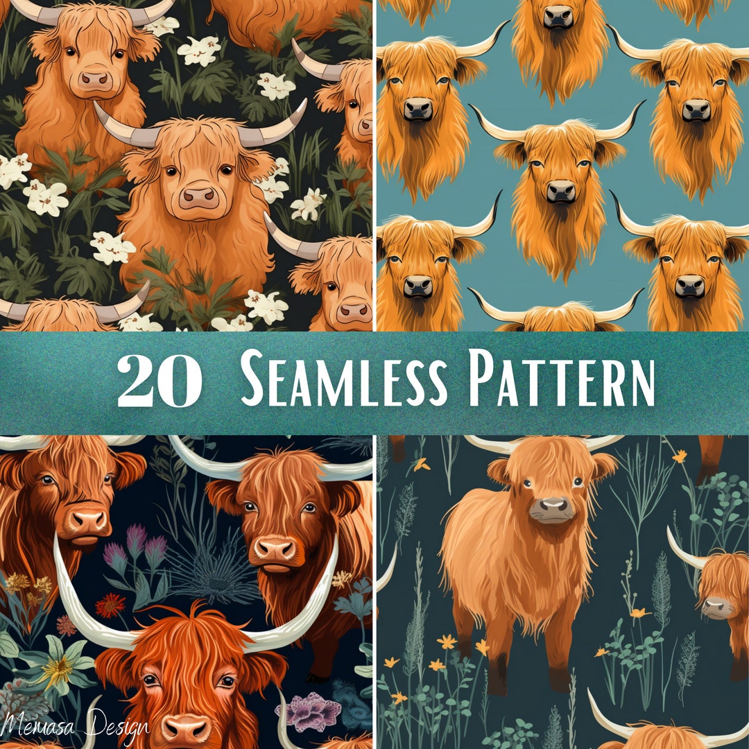 Highland Cow Digital Papers, Highland Cow Background, Highland Cow ...