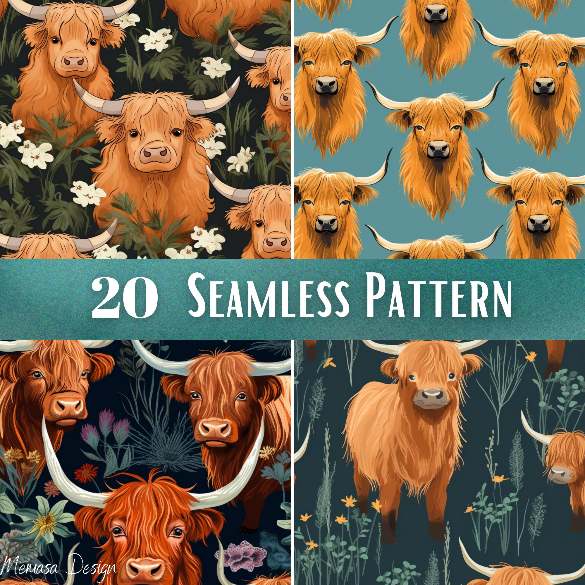 Highland Cow Digital Papers, Highland Cow Background, Highland Cow ...