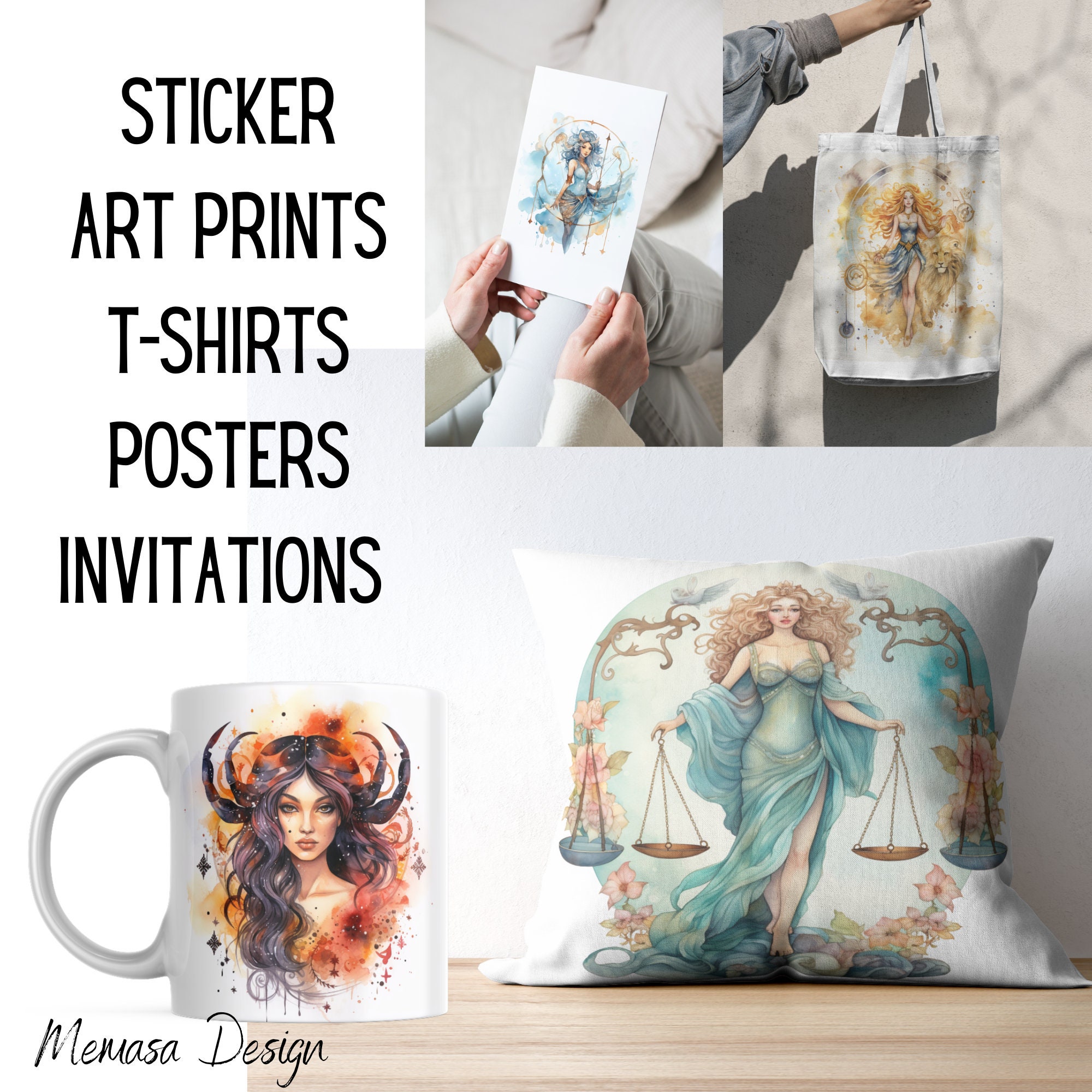 Watercolor Zodiac Sign Goddess Png Clipart, Printable Astrology Goddess ...