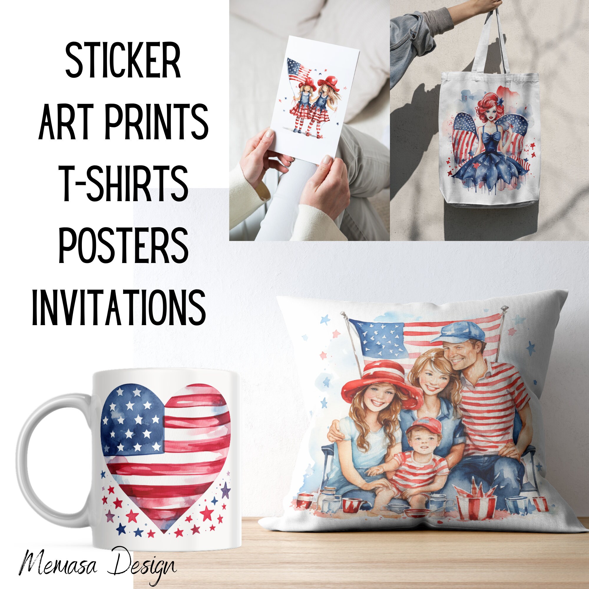 Watercolor 4th of July Clipart Bundle, Independence Day Clip Art ...