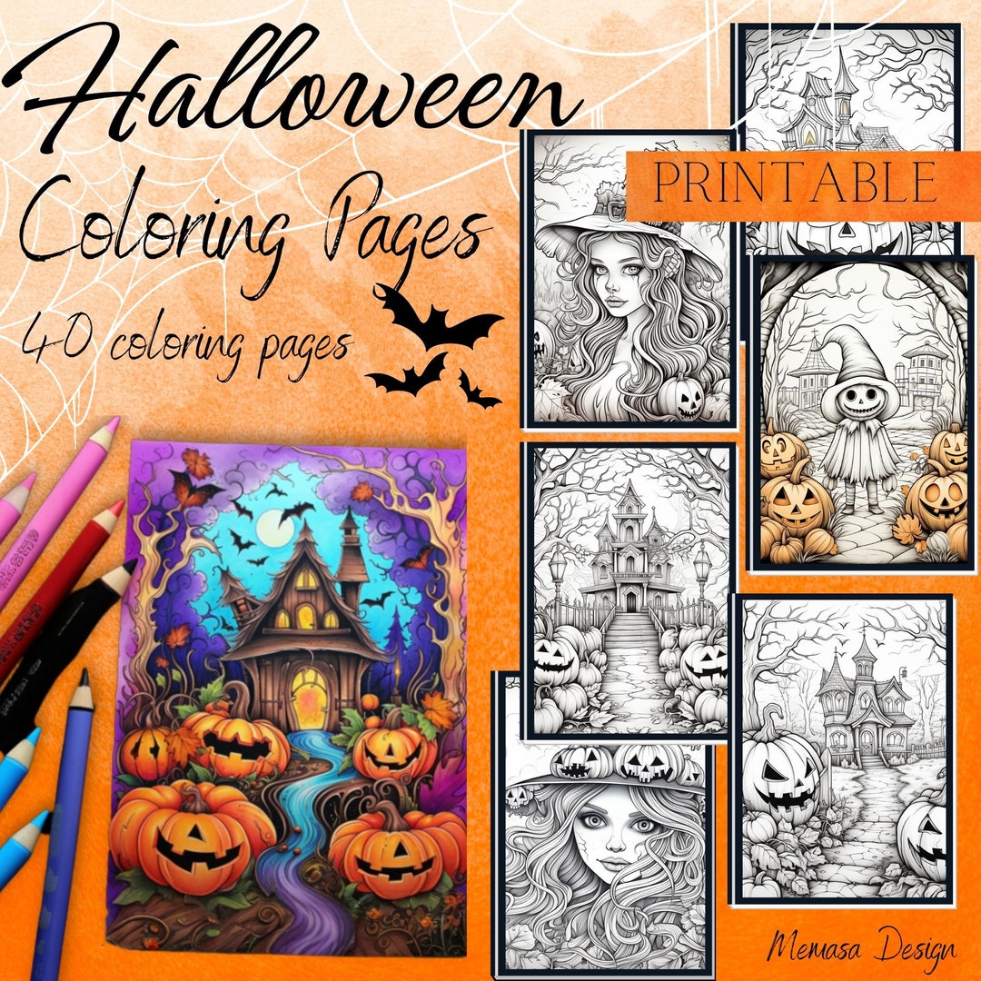 Halloween Coloring Pages for Adults and Kids,printable Coloring Book ...