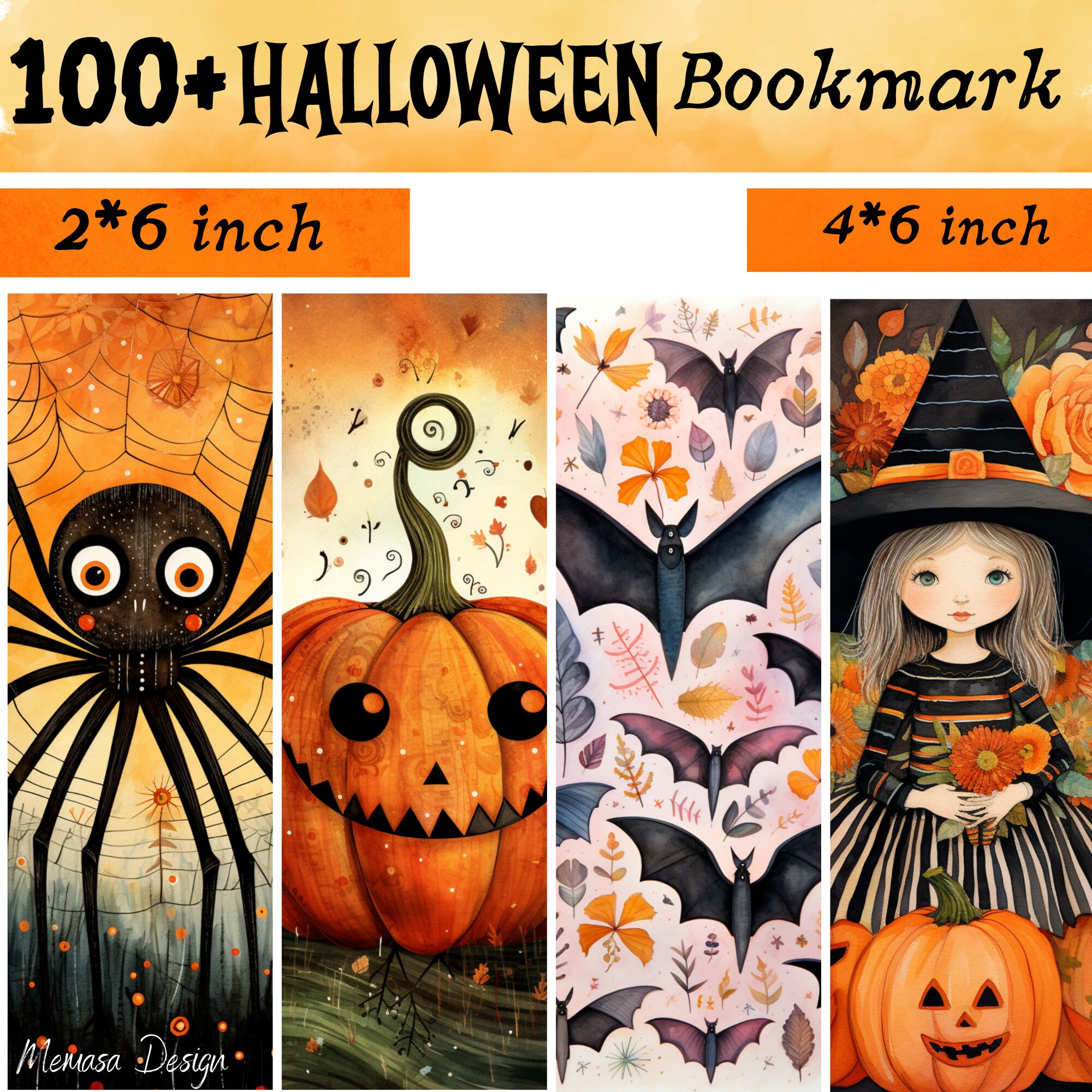Cute Halloween Printable Bookmarks, Digital Download Halloween Bookmark ...