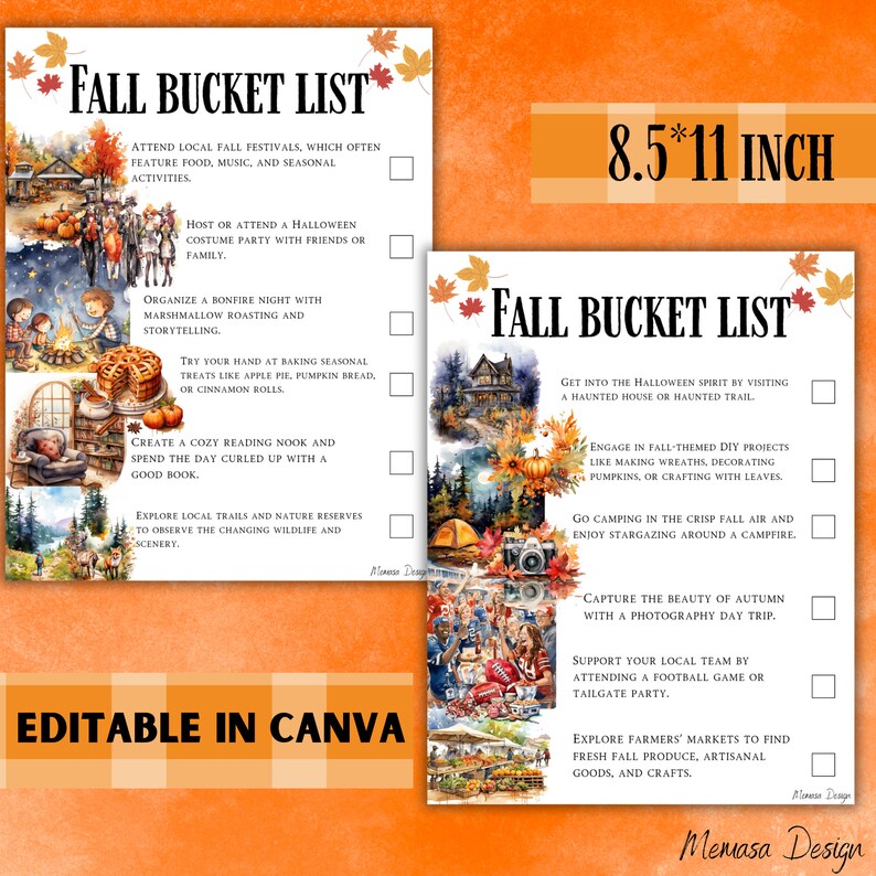 Editable Fall Family Bucket List for Autumn Printable Checklist Instant ...