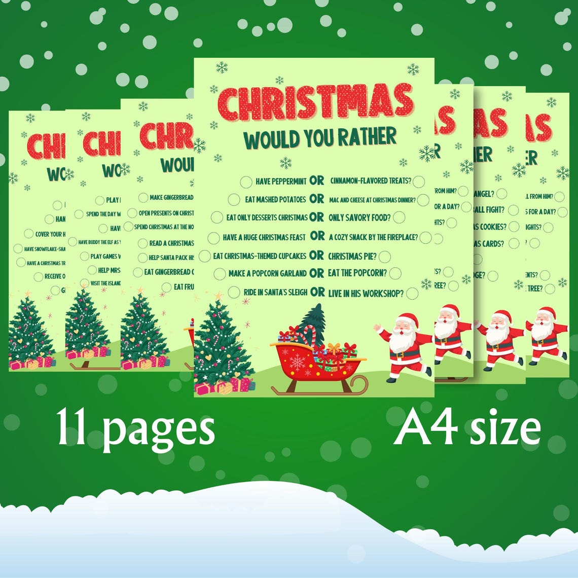75 Christmas Would You Rather Questions Game for Kids Printable , Kids ...