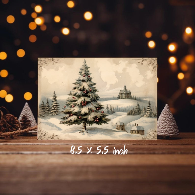 Vintage Christmas Postcards,+60 Printable Winter Postcard Digital ...