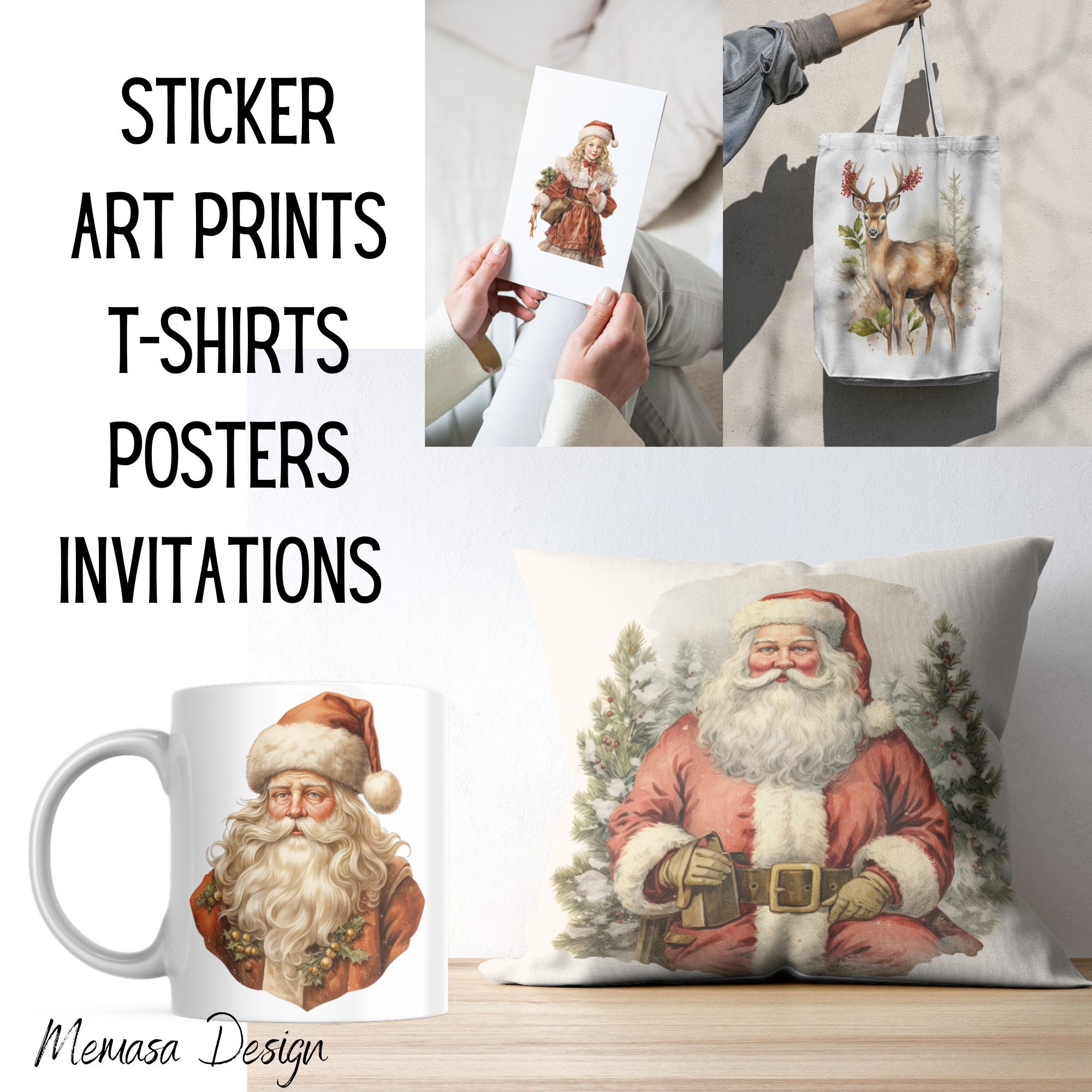 Christmas Antiques Watercolor Clipart Bundle, Vintage Holiday Old Decor ...