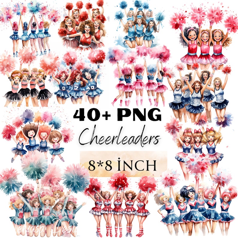 Cheerleader Clip Art, Cheerleader PNG, Pom Pom,clipart,team Colors ...