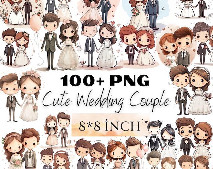 Watercolor Wedding Clipart Bundle, Bride Clip Art, Cute Love, Wedding ...
