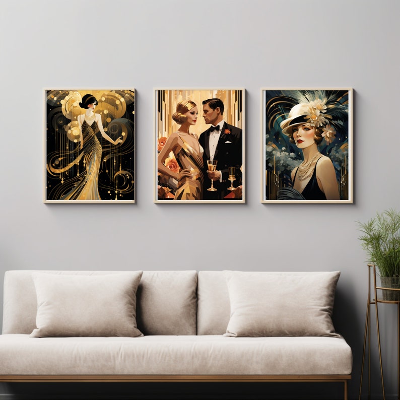 1920s Wall Art, Art Deco, Elegant, Flapper Girls, Set of 10 Prints ...