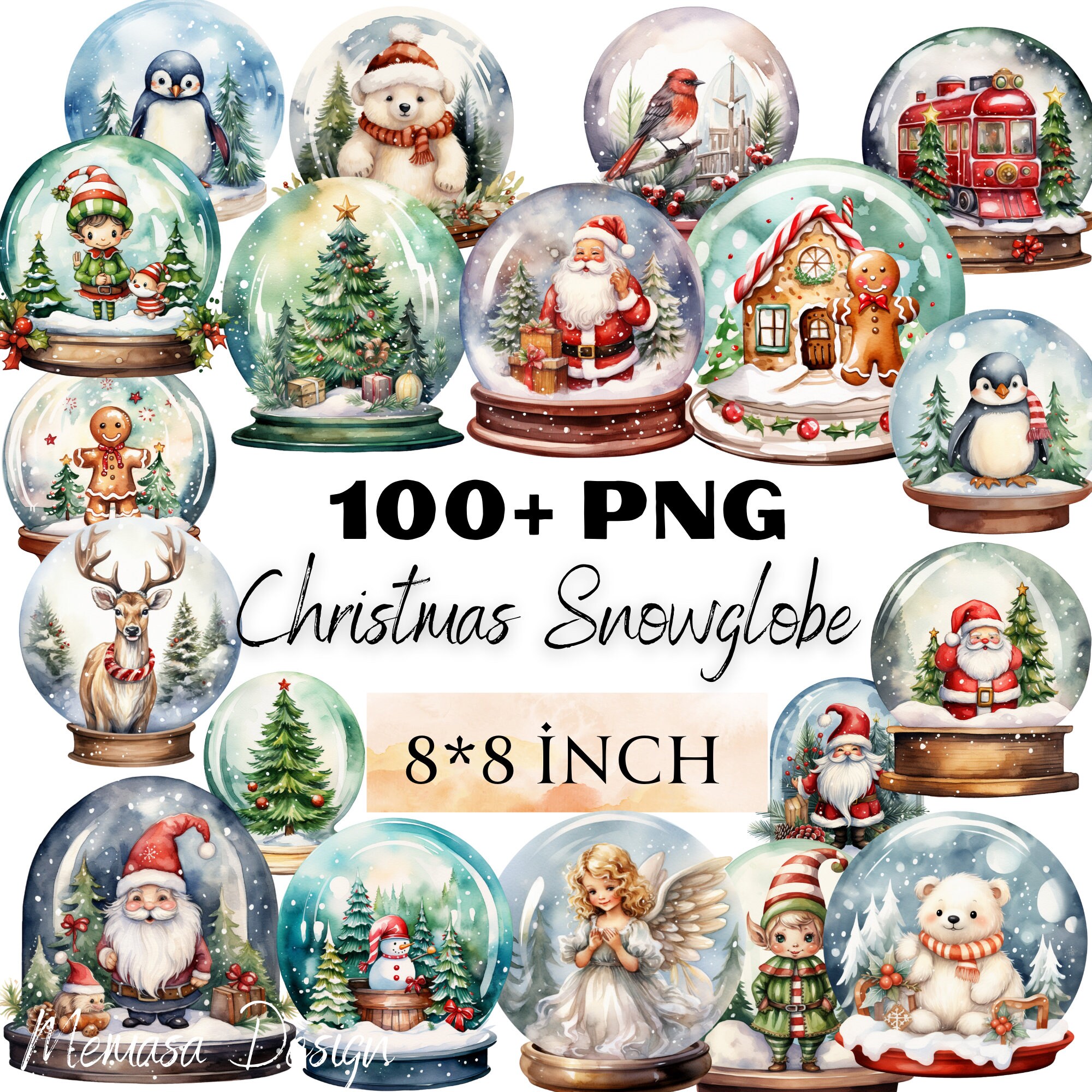 Watercolor Snow Globes Clipart Christmas Winterholiday - Etsy