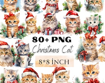 Vintage Christmas Cats PNG, Christmas Clipart, Christmas Cat Png ...
