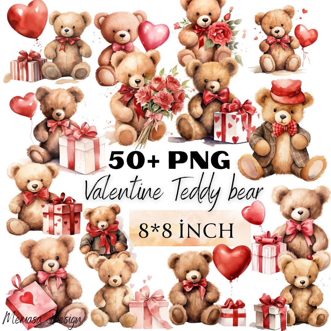 Valentine's Bear Clipart, Red Heart Balloons, Teddy Bears, Love Letter ...