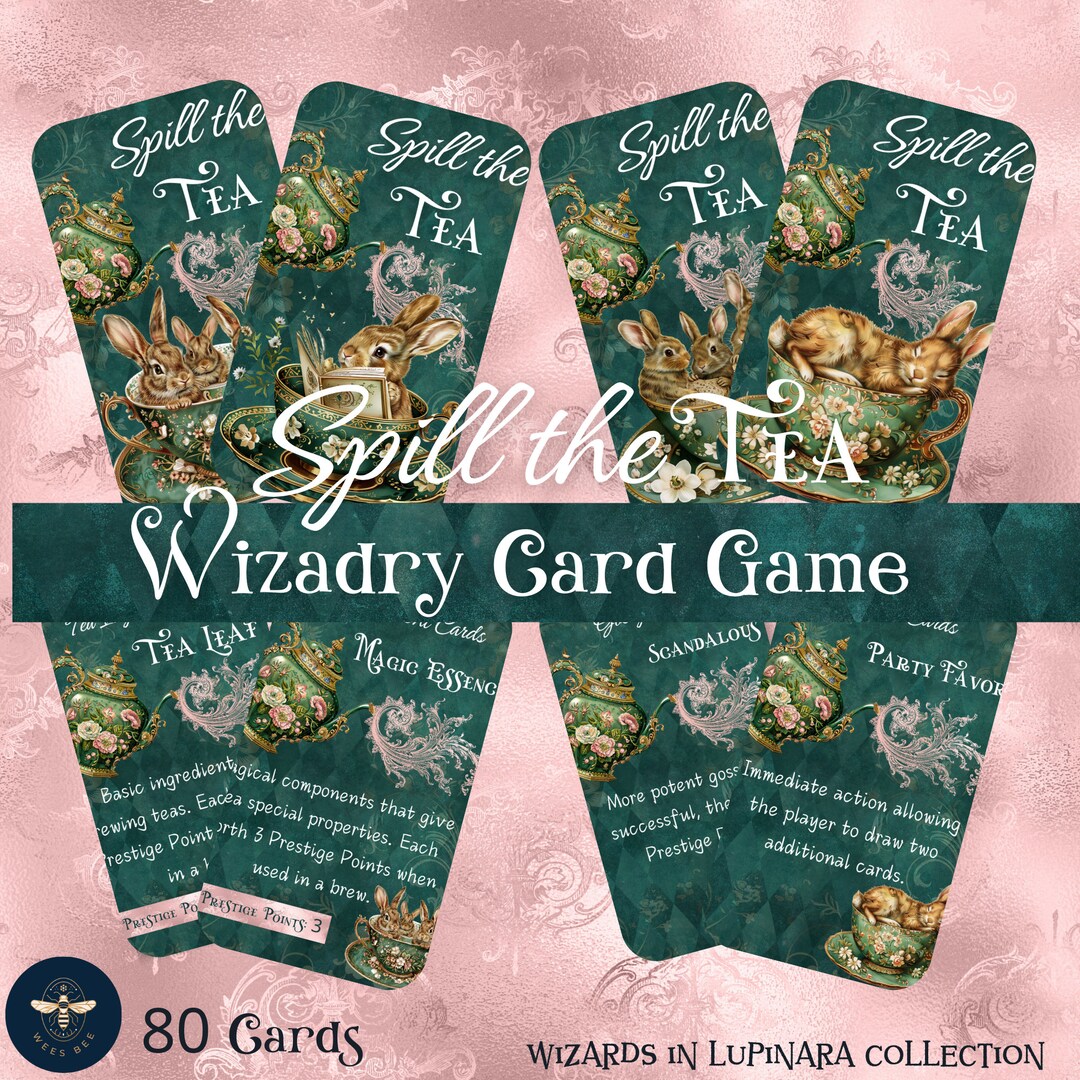 Spill the Tea Card Deck, Spill the Tea Game Printable ,the Wizards in Lupinara Collection ...