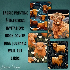 Highland Cow Digital Papers, Highland Cow Background, Highland Cow ...