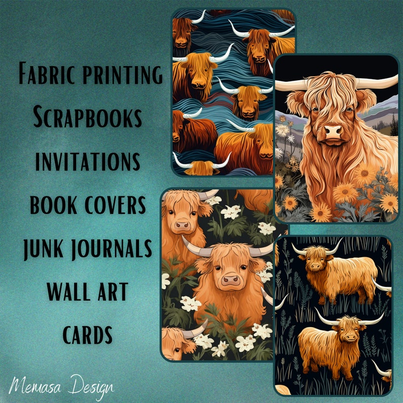 Highland Cow Digital Papers, Highland Cow Background, Highland Cow ...