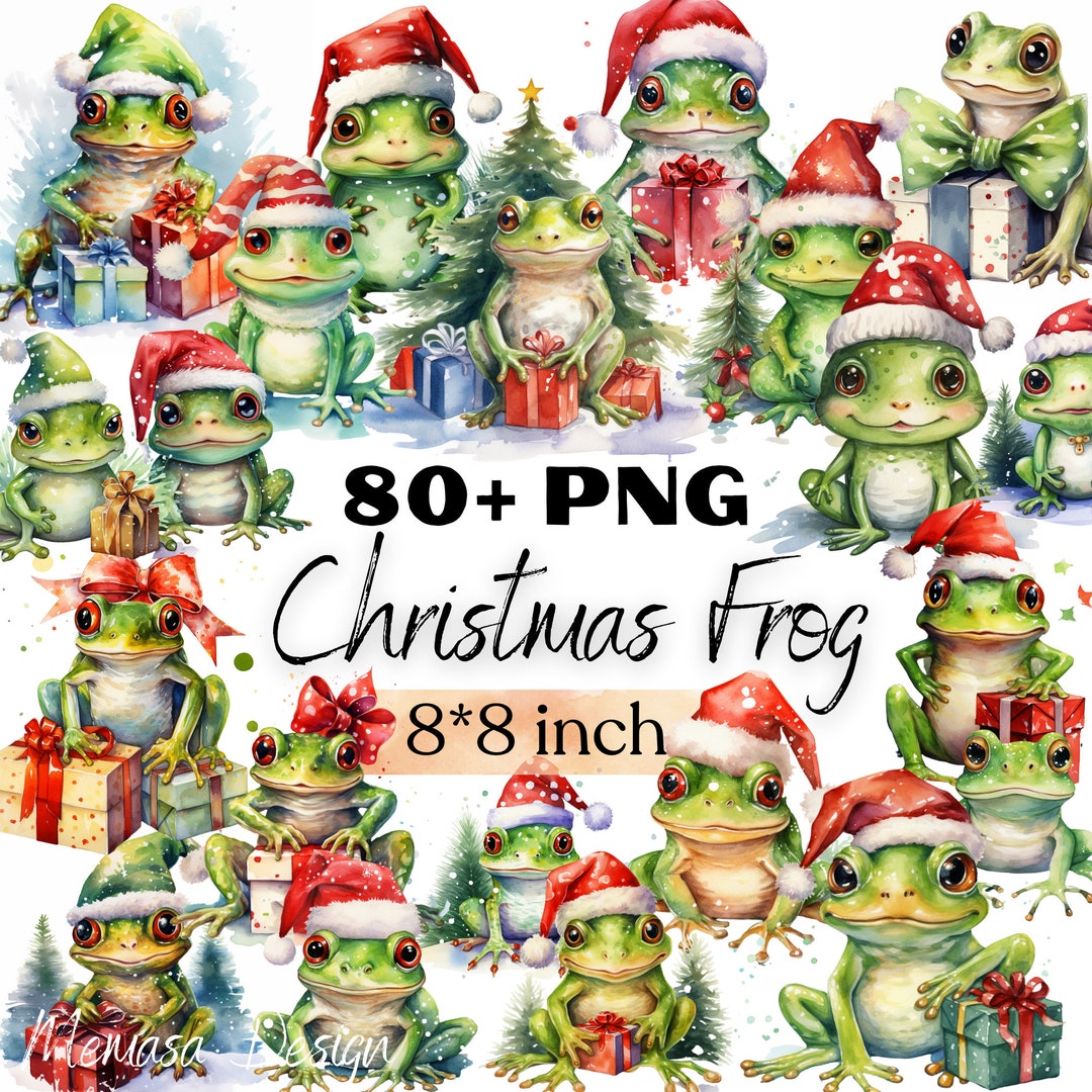 Watercolor Christmas Frog, Frogs Christmas, Funny Christmas Frogs ...