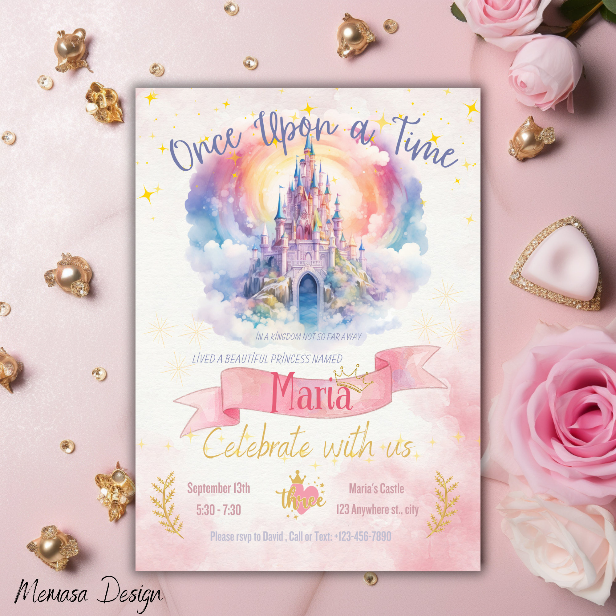 EDITABLE Magical Princess Birthday Invitation Princess Invitation ...