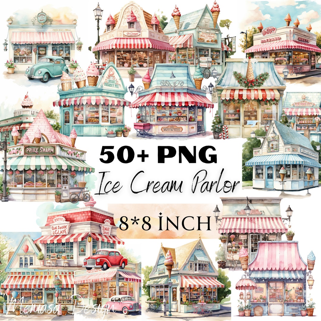 Ice Cream Parlor Clipart,ice Cream Parlor Junk Journal ,ice Cream ...