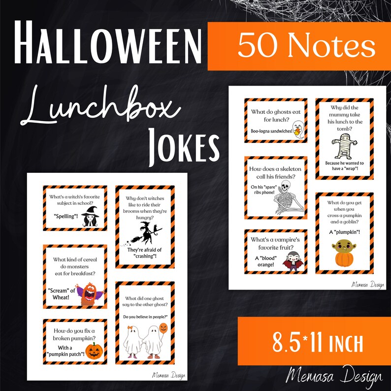 Editable Halloween Lunchbox Jokes for Kids, Lunch Box Notes, Jokes of ...