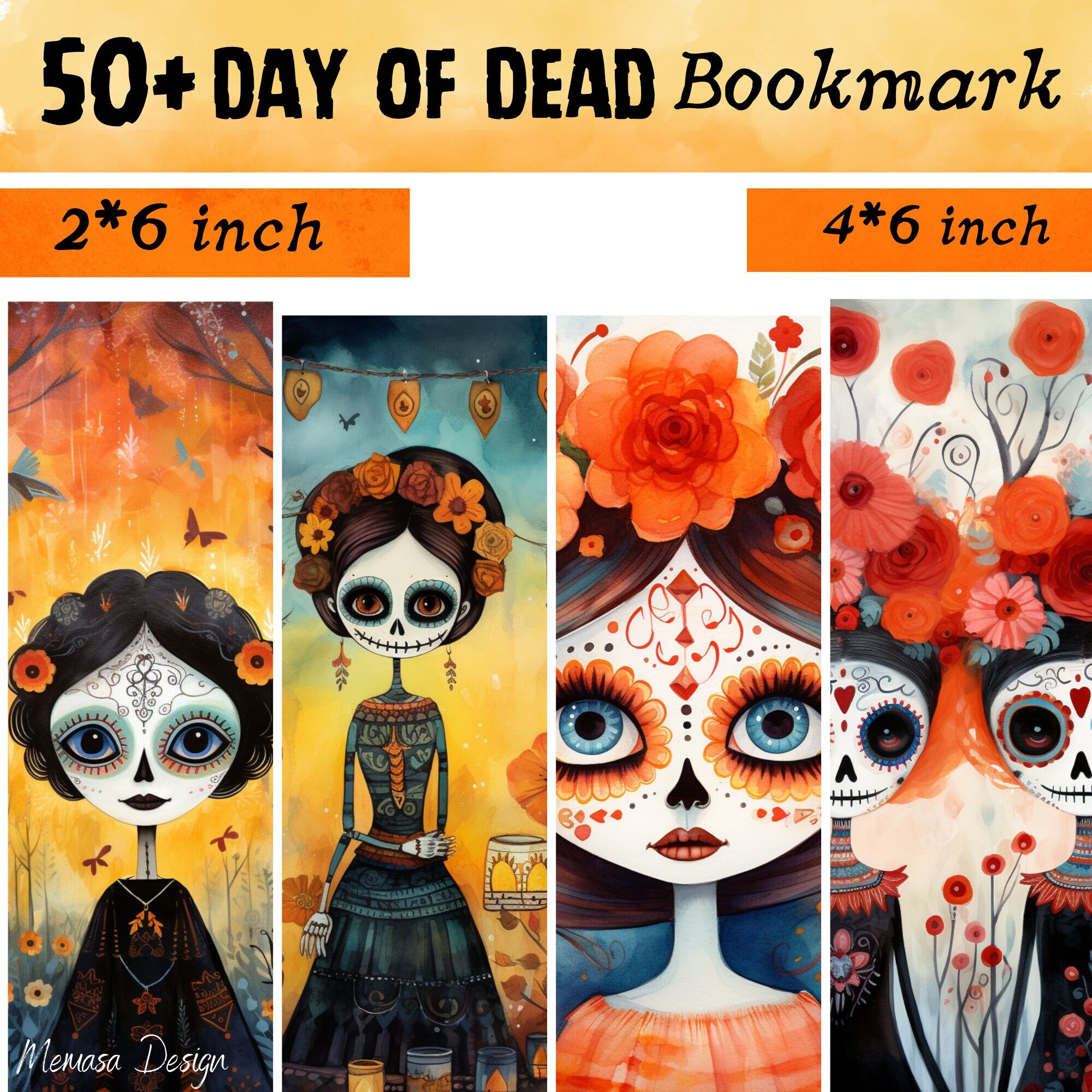 Cute Day of the Dead Printable Bookmarks Day of the Dead - Etsy