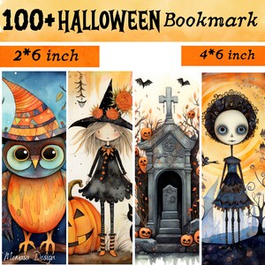 Cute Halloween Printable Bookmarks, Digital Download Halloween Bookmark ...