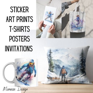 Watercolor Winter Sport Clipart, Snowboard Clipart, Ice Hockey, Ice ...
