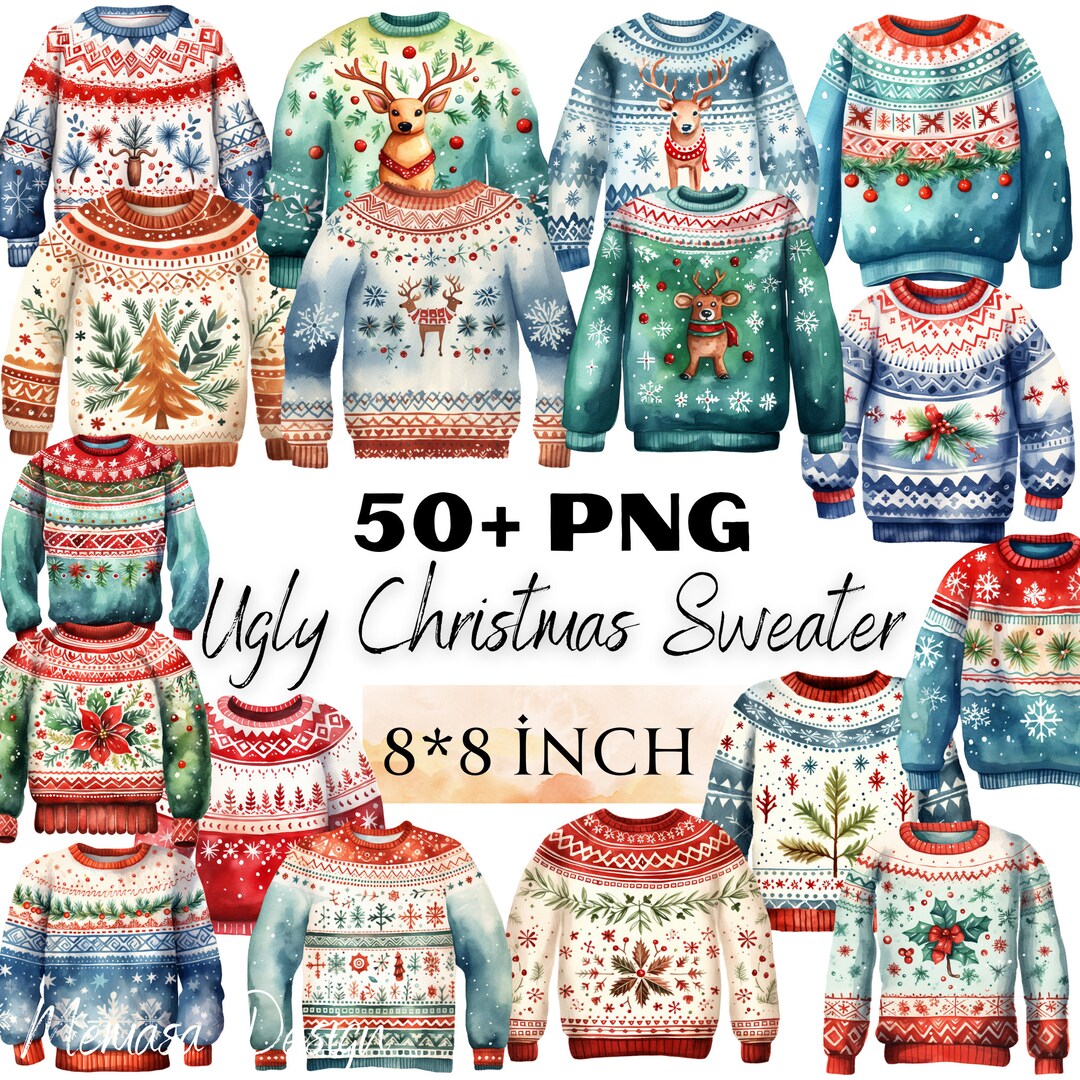 Christmas Sweater Clipart, Ugly Christmas Sweater PNG, Christmas ...