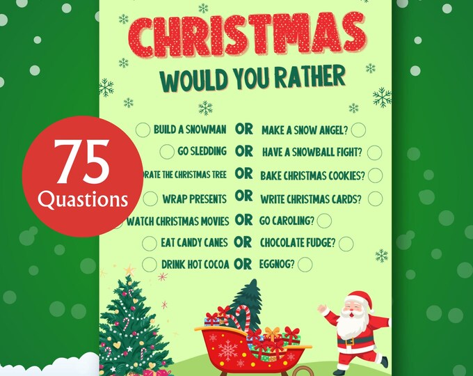 Kids Printable Christmas Would You Rather Game, Faith Based Activity ...