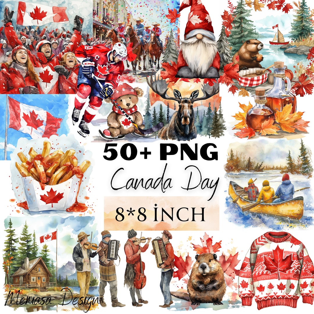 Watercolor Canada Day Clipart - Cute July First Download - Patriotic ...