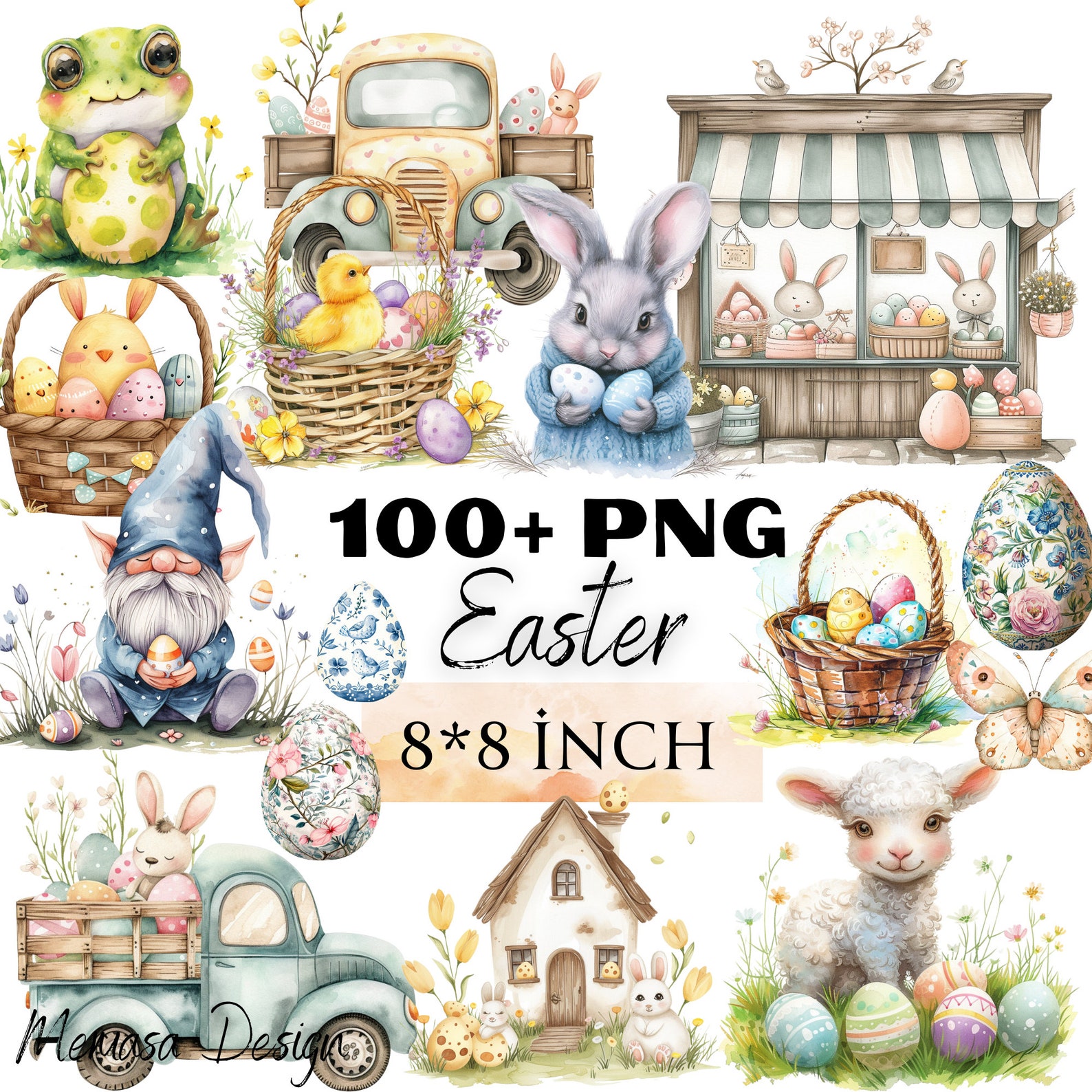 Easter Watercolor Clipart Bundle - Easter Bunny Images, Delightful ...