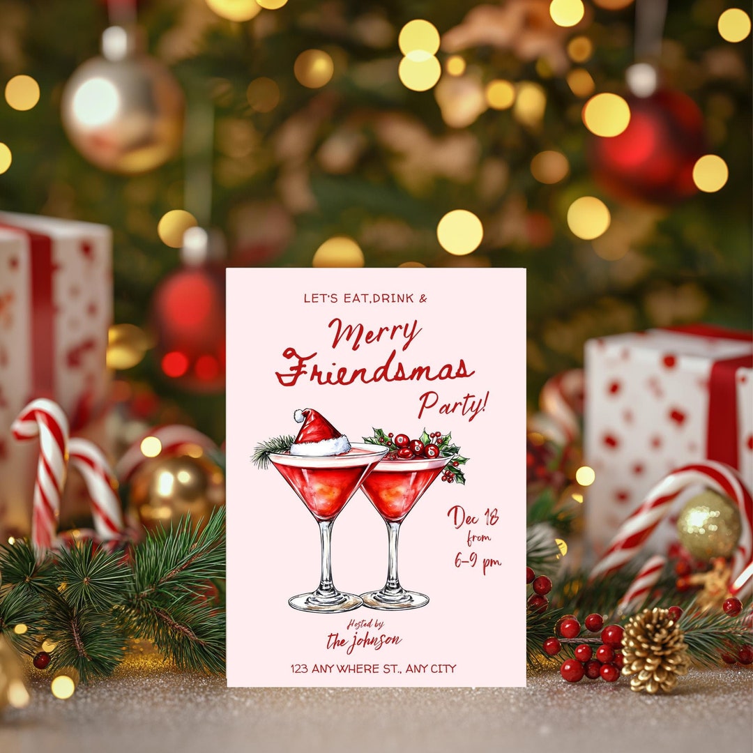 Friendsmas Christmas Party Invitation Template, Friendsmas Invite ...