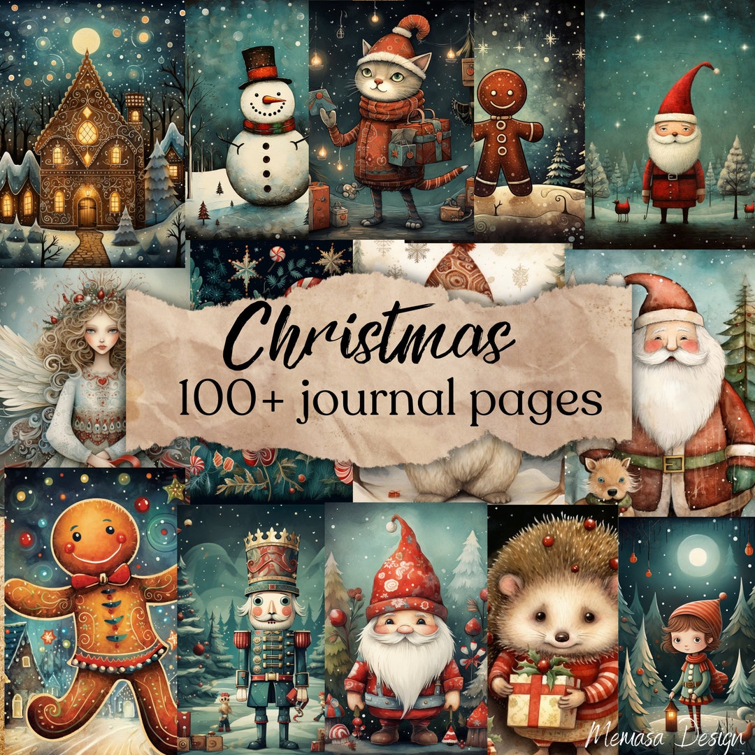Whimsical Christmas Junk Journal Kit, Christmas Papers, Vintage ...