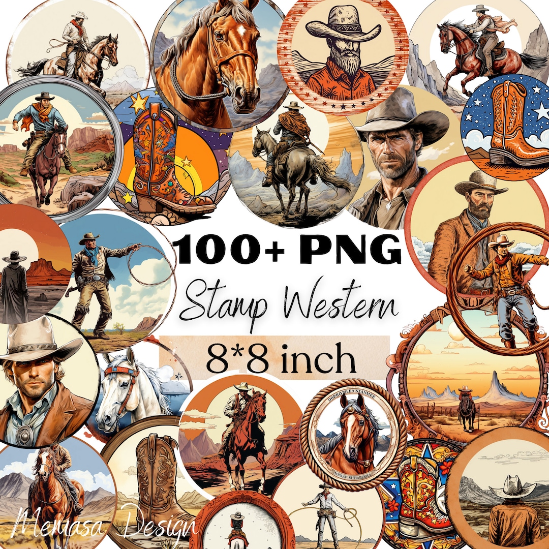 Western Stamp Cliparts Bundle Western Stamp Card Making Paper Crafting ...