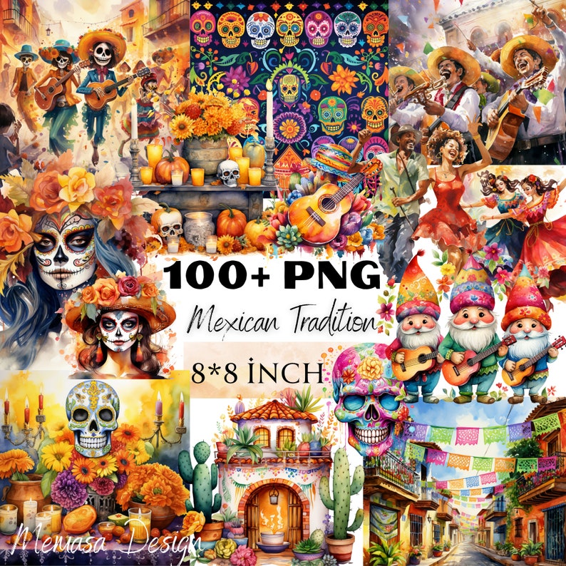 Watercolor Mexican Tradition Clip Artfiesta Clip Artday of - Etsy